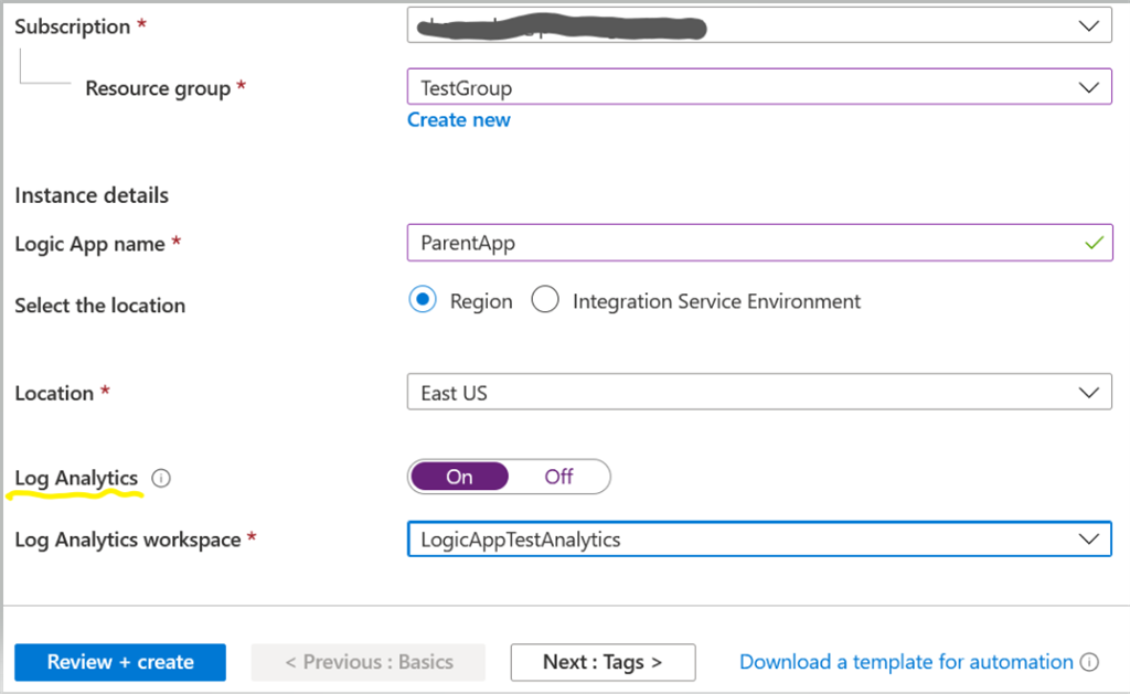 Enabling Log Analytics In Logic App